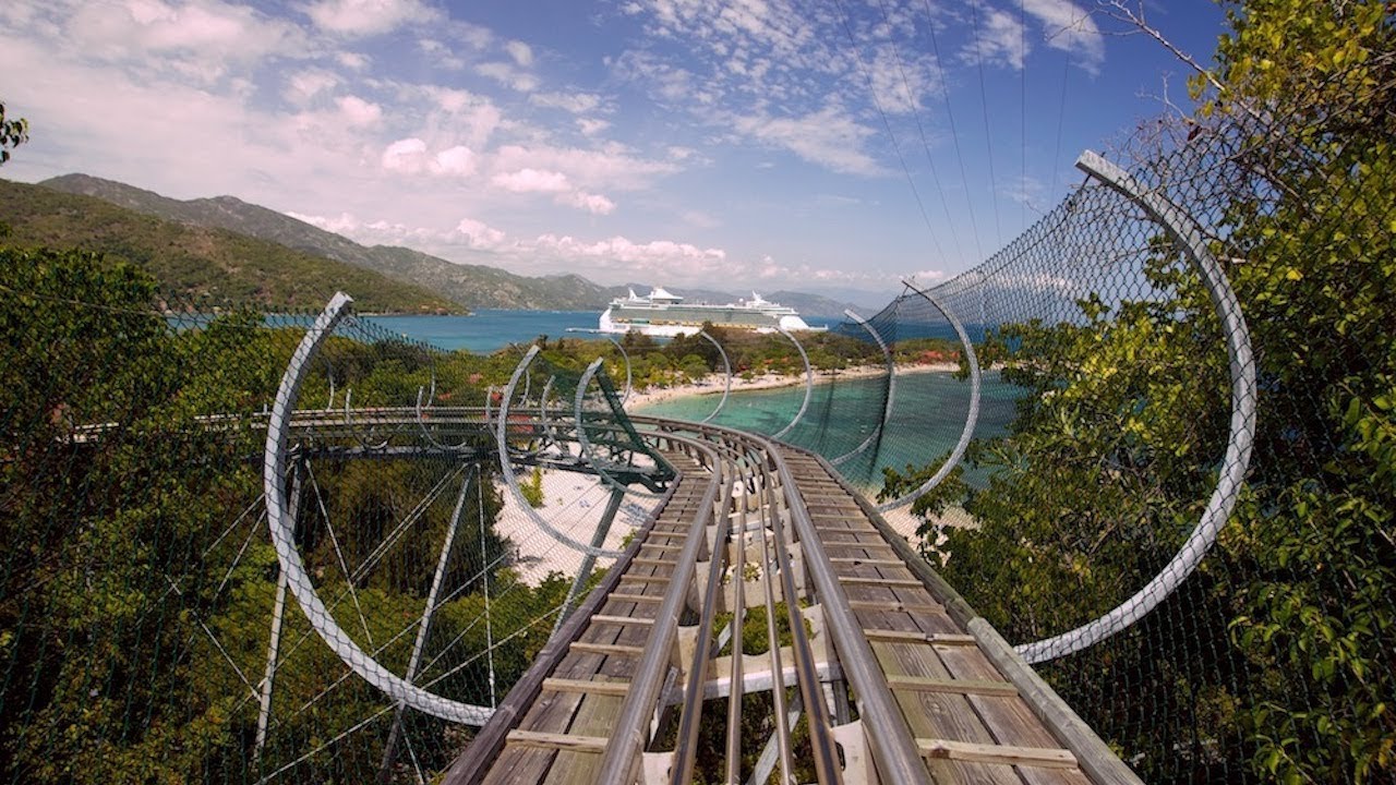 Riding The Dragon's Tail Coaster At Labadee, Haiti - YouTube