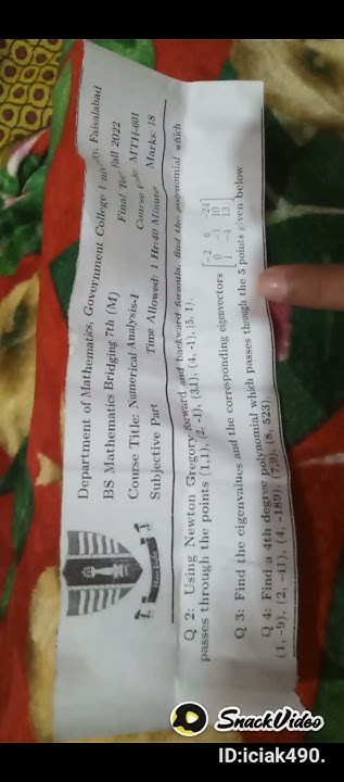 Recent paper numerical analysis 1 bs math 7th semester gcuf main campus ...