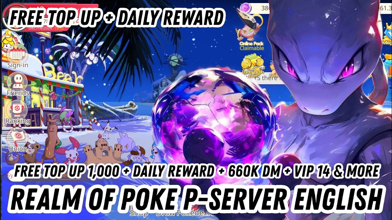 REALM OF POKE P-SERVER ENGLISH - FREE TOP UP 1,000 + DAILY REWARD ...