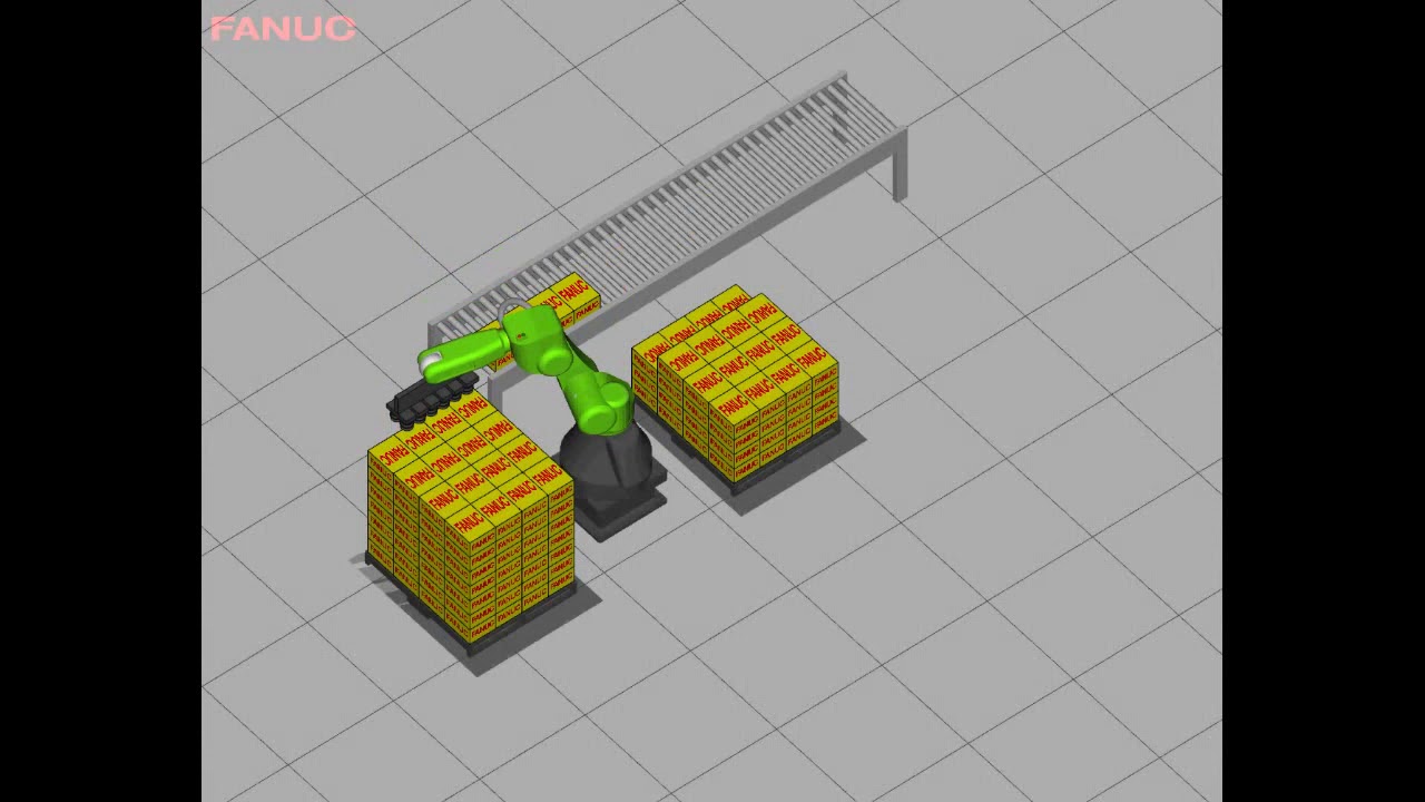 FANUC CR-35iA Palletizing Simulation - YouTube