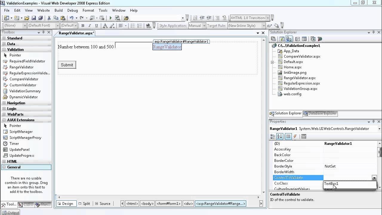 23 - ASP.NET RangeValidator Control - YouTube