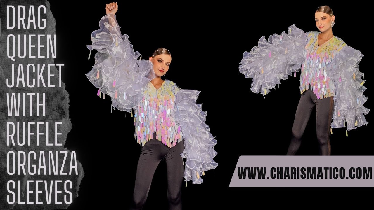 CHARISMATICO White Teardrop Sequin Drag Queen Jacket with Ruffle ...