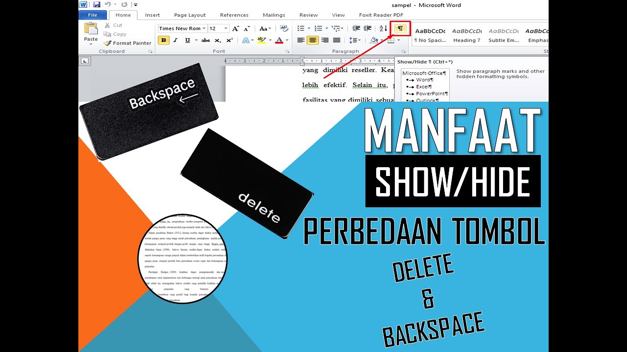 MANFAAT Show/Hide dalam Ms Word dan Perbedaan Tombol Delete dan ...