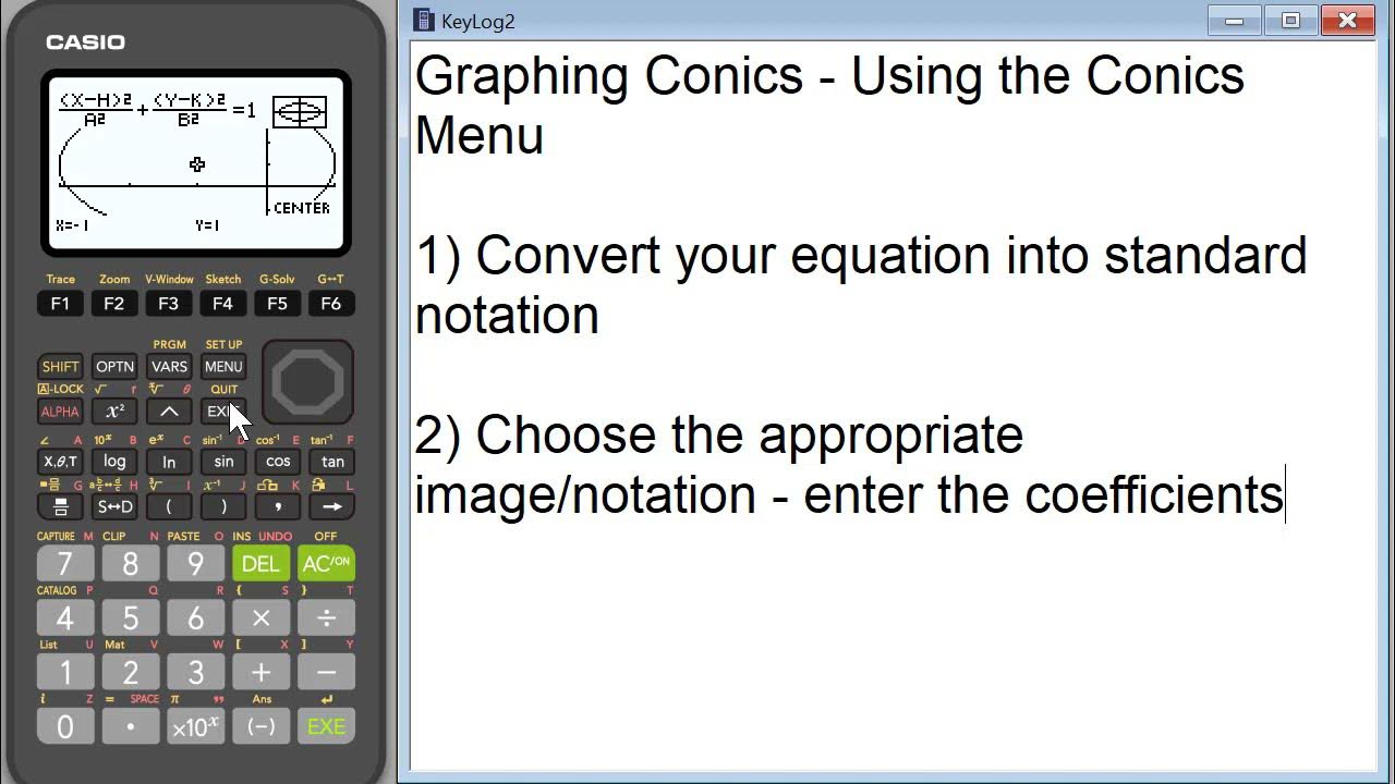 fx-9750GIII: Graphing Conics with the Conics Menu - YouTube