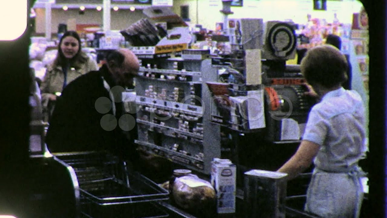 Supermarket Check Out Line Clerk 1970S Vintage Film Retro Home Movie ...