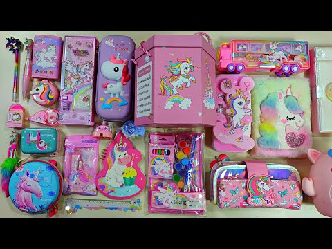 fantastic mega collection of unicorn stationery, pencil case, unicorn toy collection, pencil, DIY