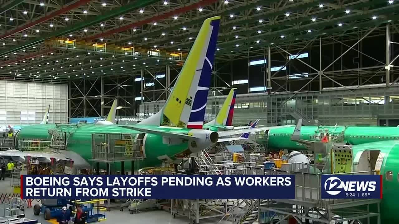 Boeing says layoffs pending as workers return from strike - YouTube
