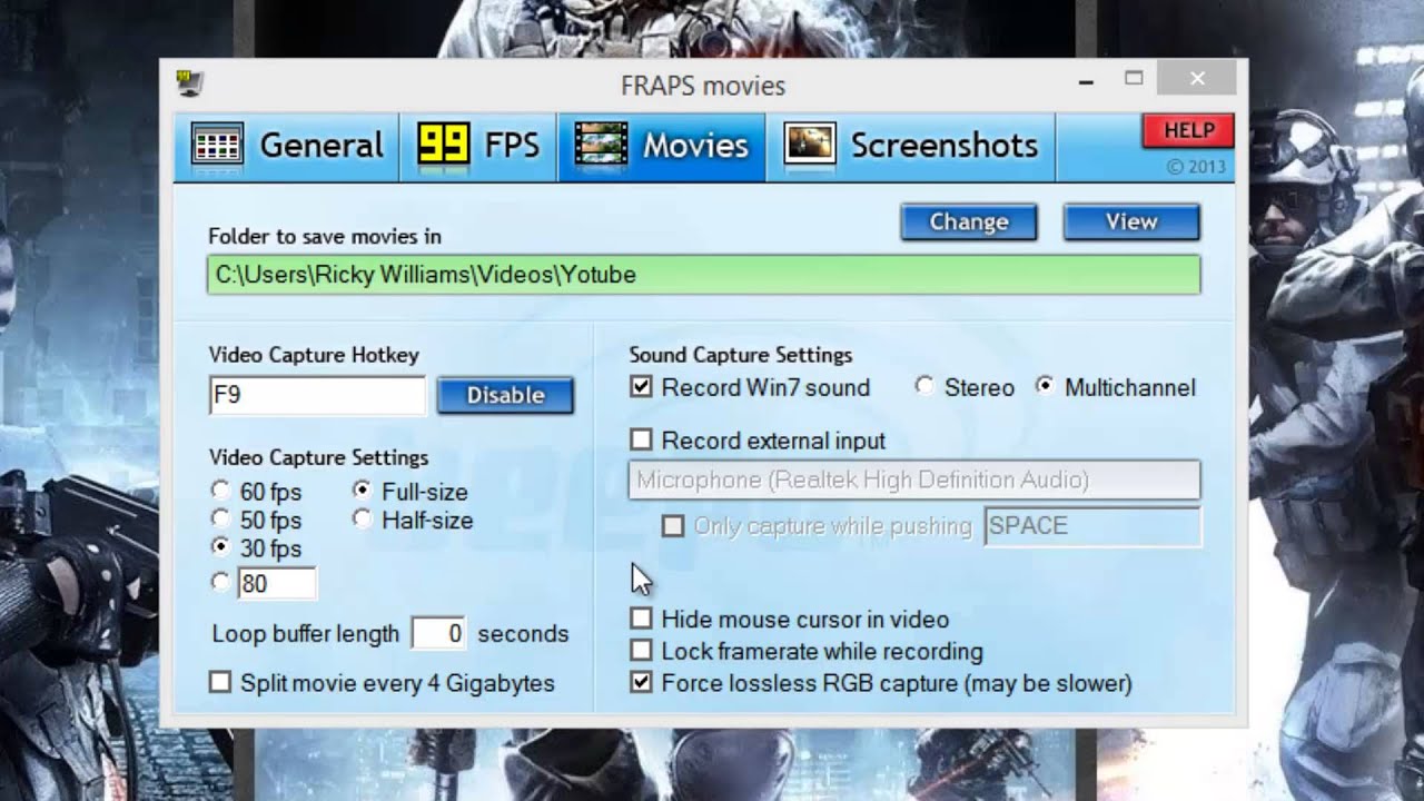 How to fraps! The Video shows the best settings to use - YouTube
