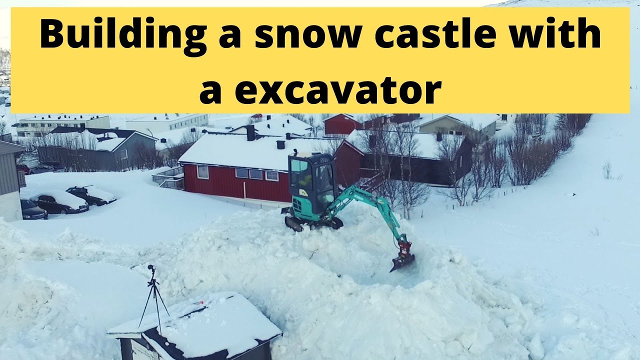 Building a snow castle with a mini excavator for Easter holidays - YouTube