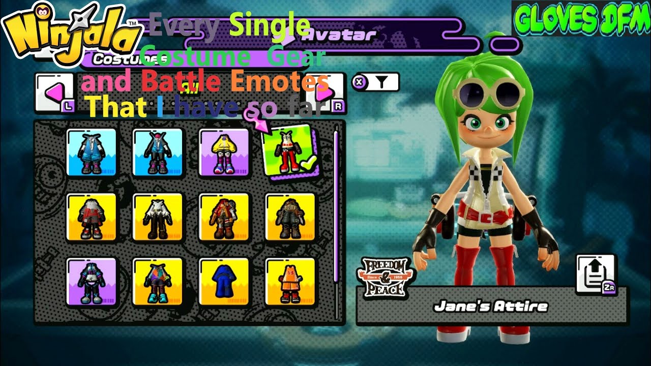 Ninjala Every Single Costume Gear and Battle Emotes that I have so far ...