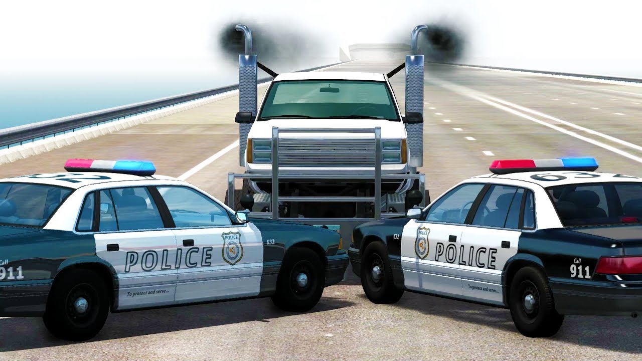 POLICE BLOCKADE BUSTING ENDURANCE CHALLENGE - BeamNG Drive Crash Test ...