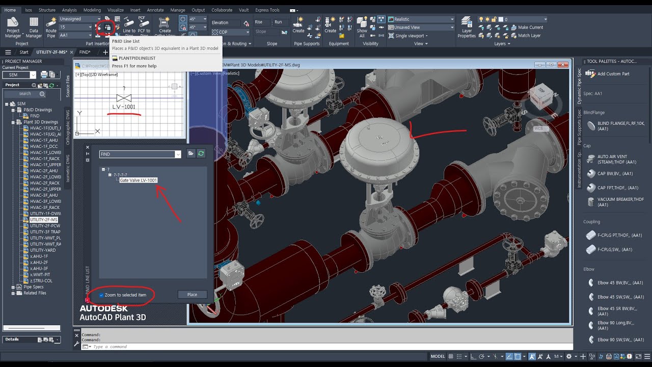 [AP3D] Find Line no. in multiple 3D dwg files (AutoCAD PLANT 3D) - YouTube
