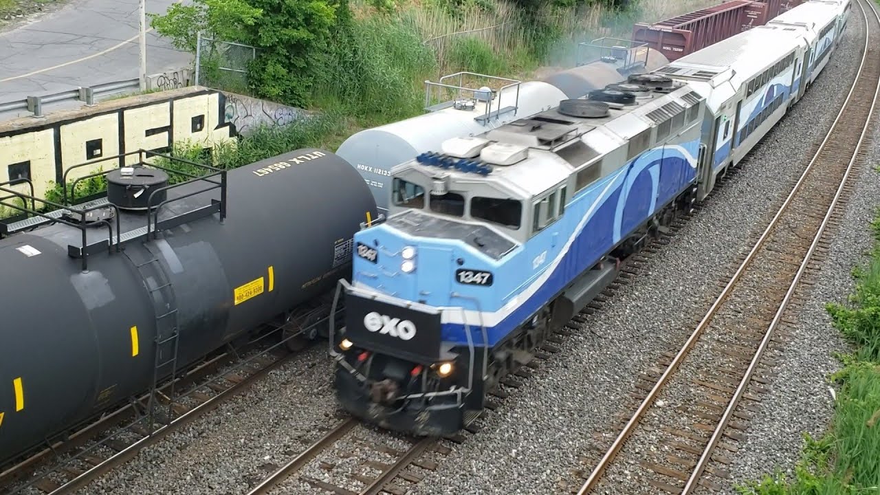 TRAINS EXO F59PH and Multilevel Coaches at St Jacques Overpass With ...