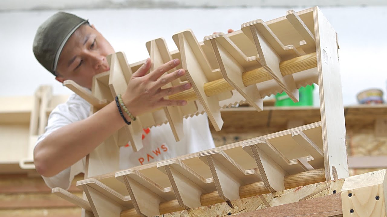 Unique idea! Adjustable power tools rack l woodworking l woodcrafts l ...