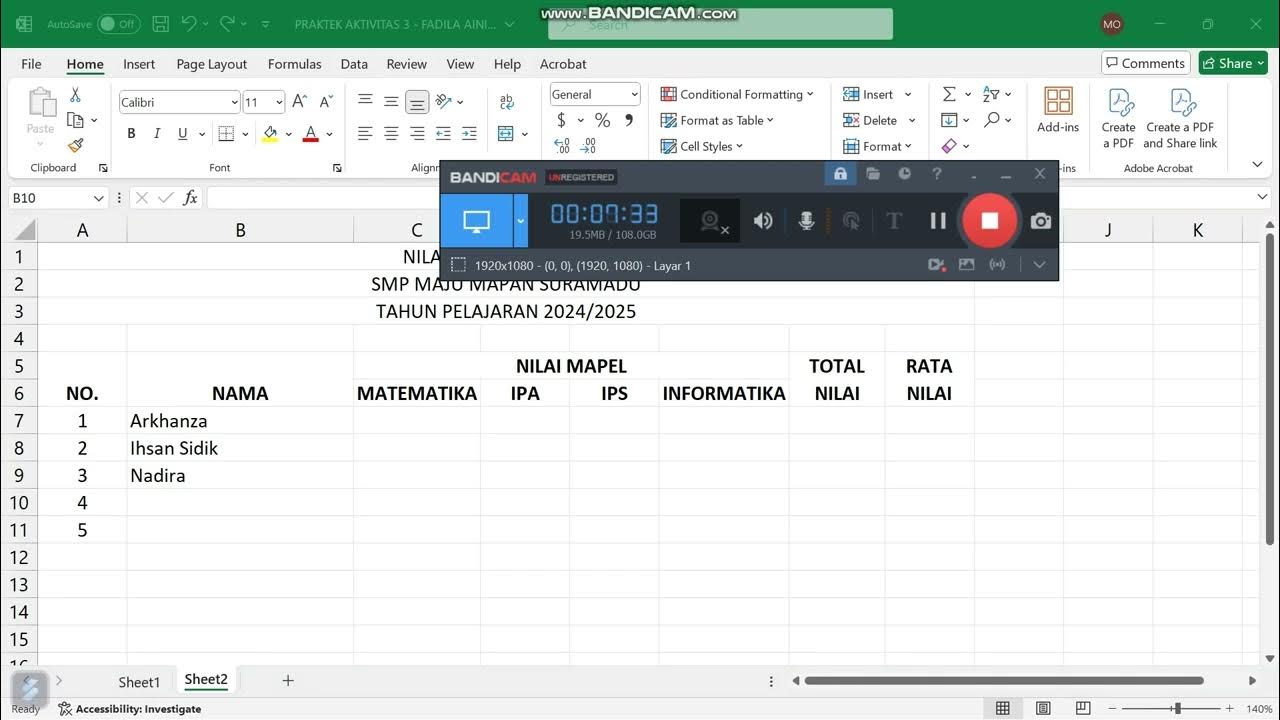 PRAKTEK MS EXCEL - INFORMATIKA KELAS X - YouTube