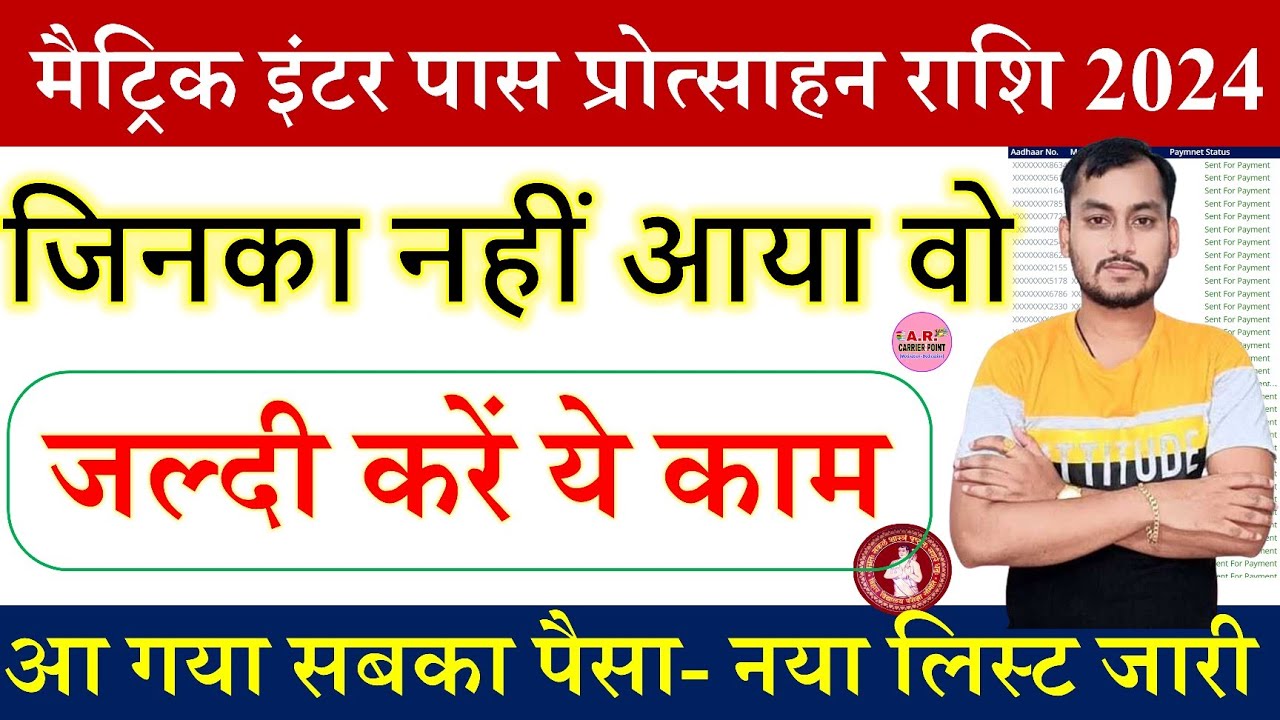 Bihar board matric inter pass protsahan rashi 2024 | 10th 12th ...