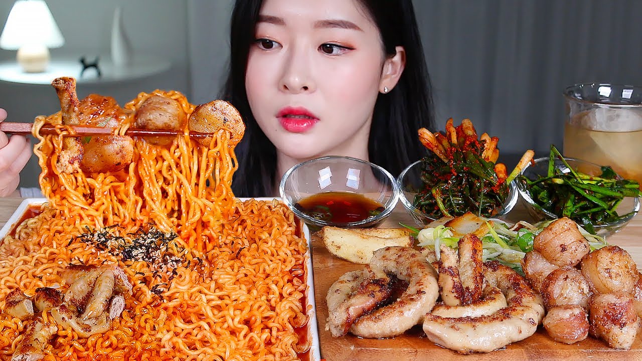 띵맛 ️‍🔥뚱실뚱실 곱창 대창에 불닭볶음면 먹방 | GOPCHANG & DAECHANG & SPICY FIRE CHICKEN ...