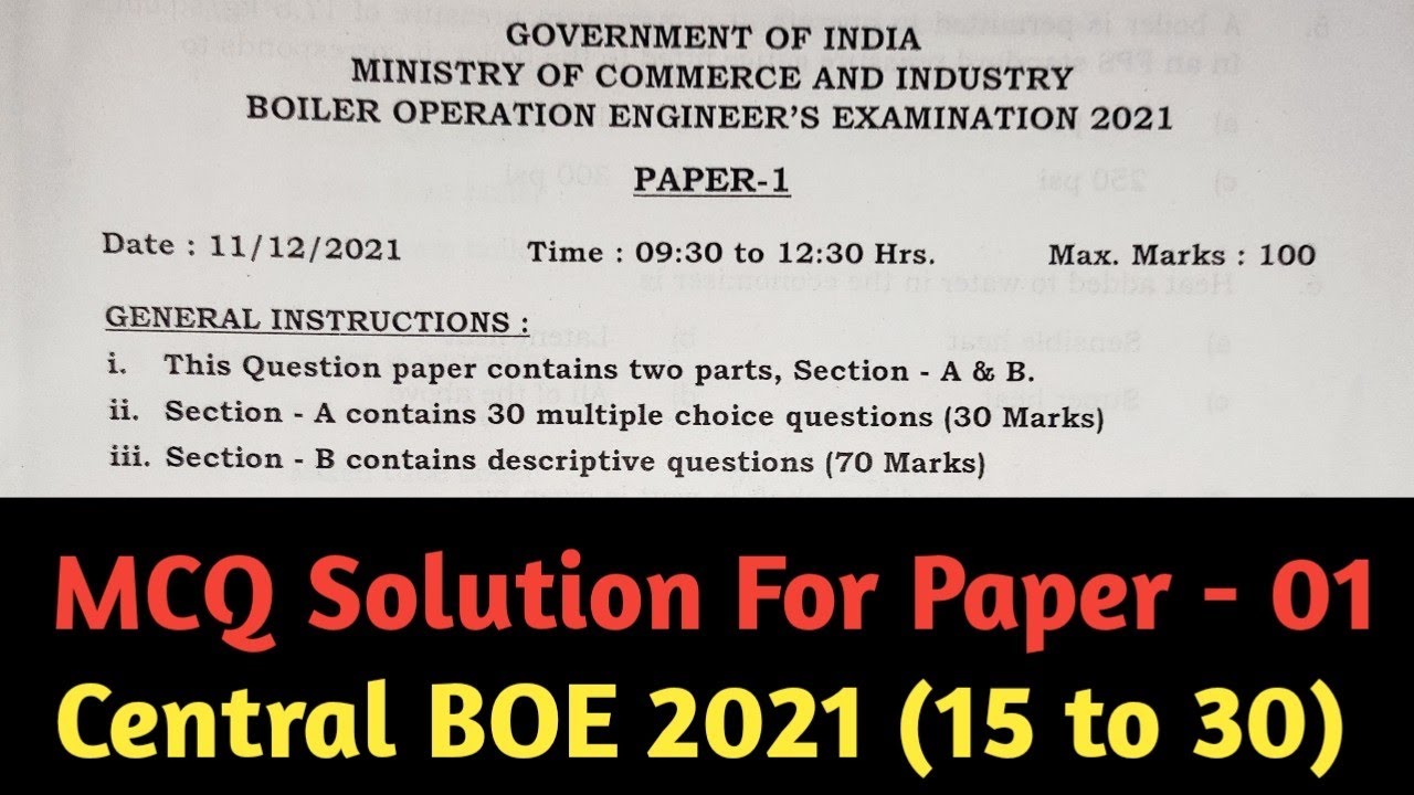MCQ solution for paper 01 | MCQ solution for Central BOE Exam 2021 ...