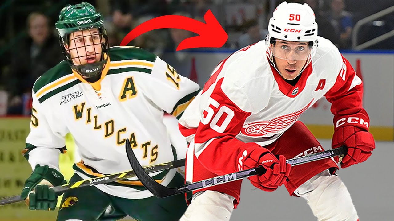 From NMU to the NHL: Dominik Shine debuts for the Red Wings - YouTube