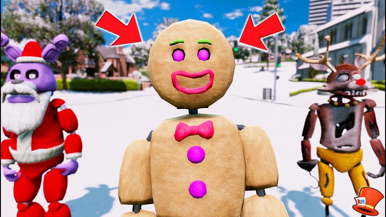 NEW FNAF GINGERBREAD MAN ANIMATRONIC! (GTA 5 Mods FNAF RedHatter) - YouTube
