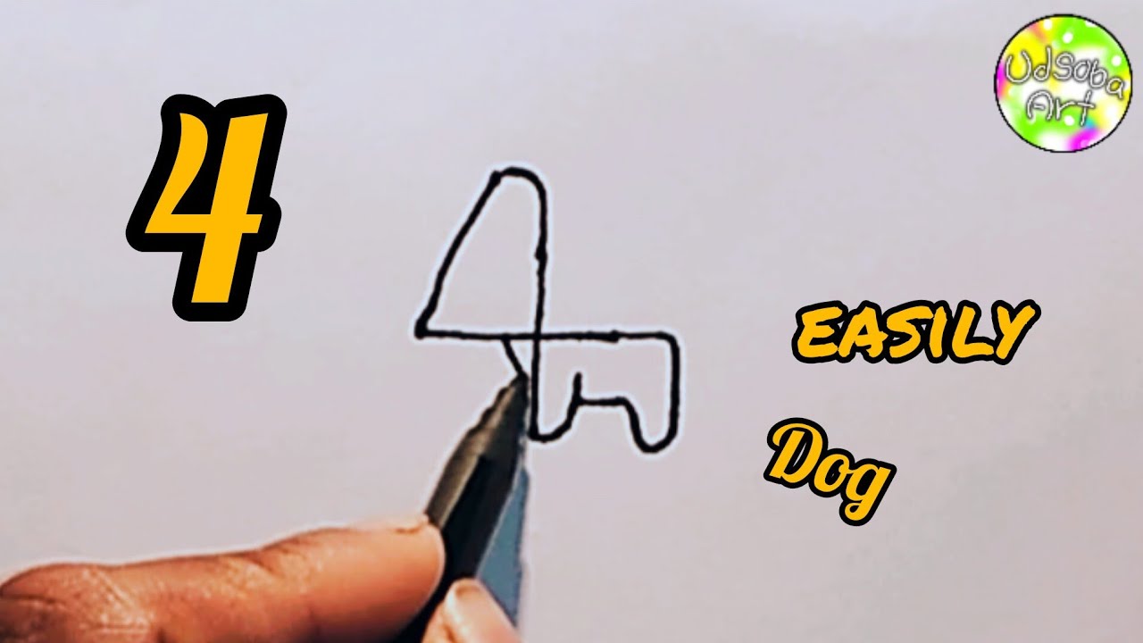 HOW TO DRAW A DOG FROM 4 NUMBER || easy dog drawing - YouTube
