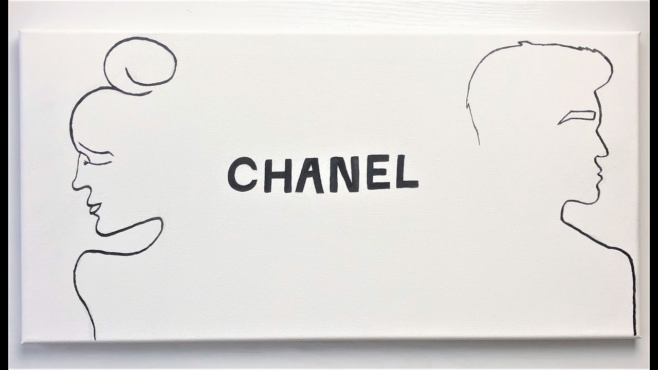 Satisfying Chanel Line Art Painting | Varnish Acrylic Painting - YouTube