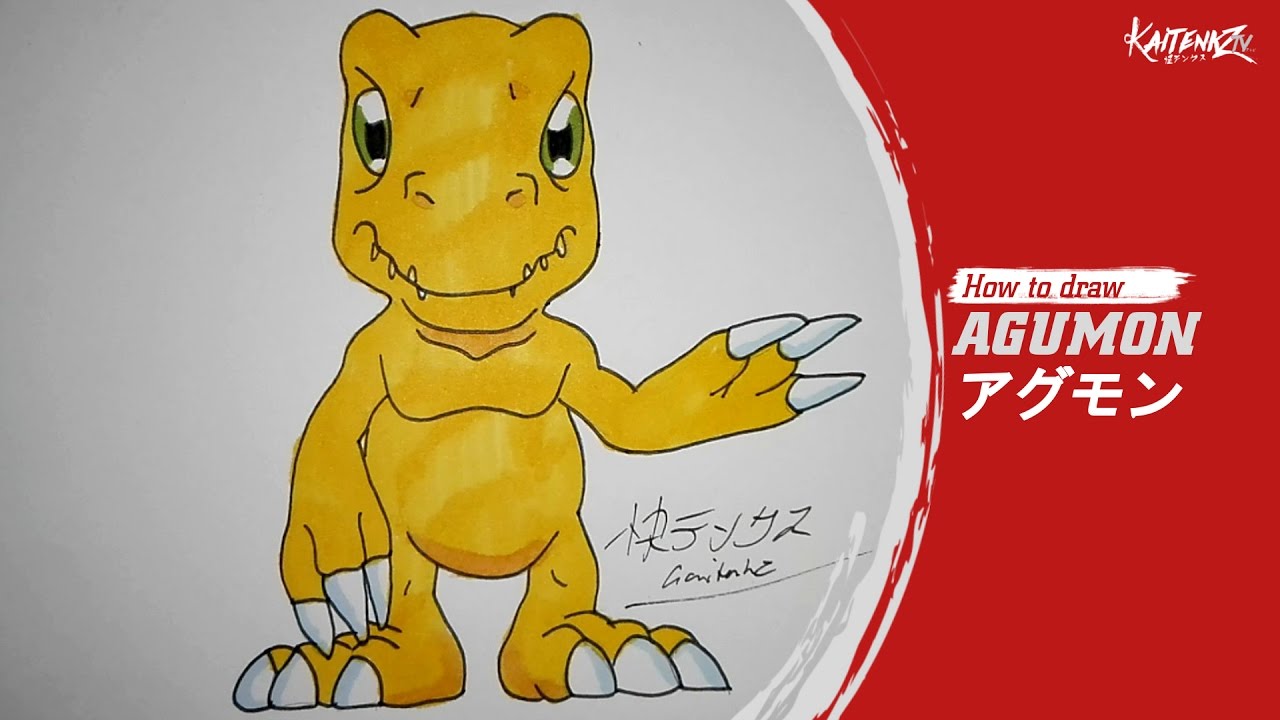 How to draw Agumon アグモン [Digimon Adventure] Tutorial - YouTube