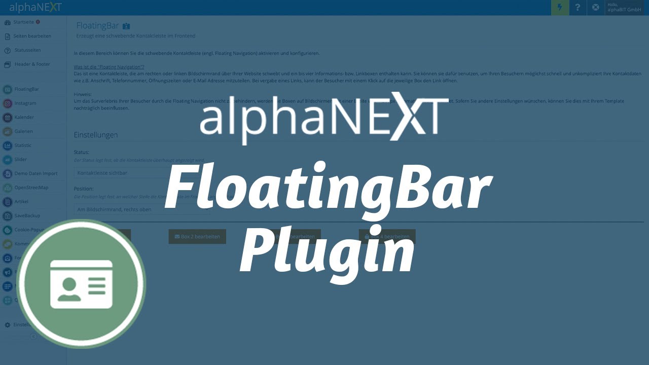 alphaNEXT Videoschulung: FloatingBar-Plugin - YouTube
