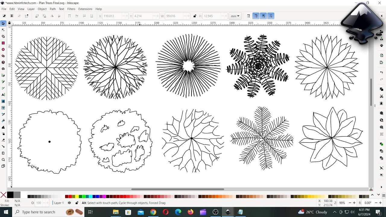 How to Draw the Top View of Architectural Plan Trees in Inkscape - YouTube