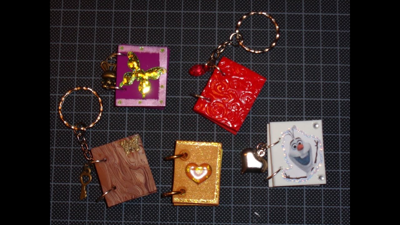 Minibuch, mini book, fimo, Schlüsselanhänger - YouTube