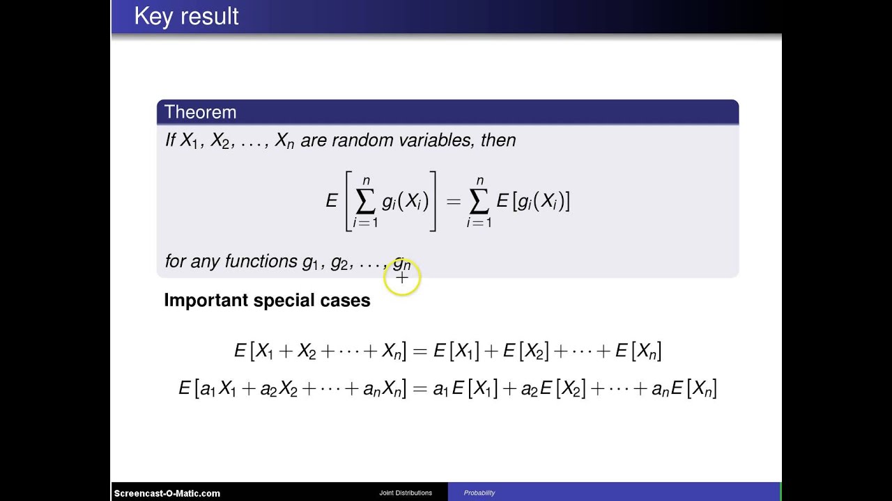 Multivariate Distributions Expected Value Of A Sum YouTube