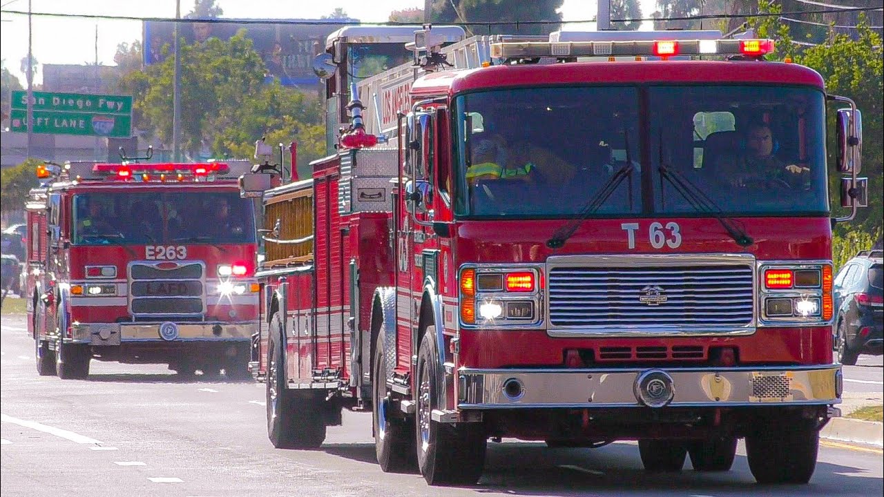 LAFD Engine 62 & Light Force 63 Responding - YouTube