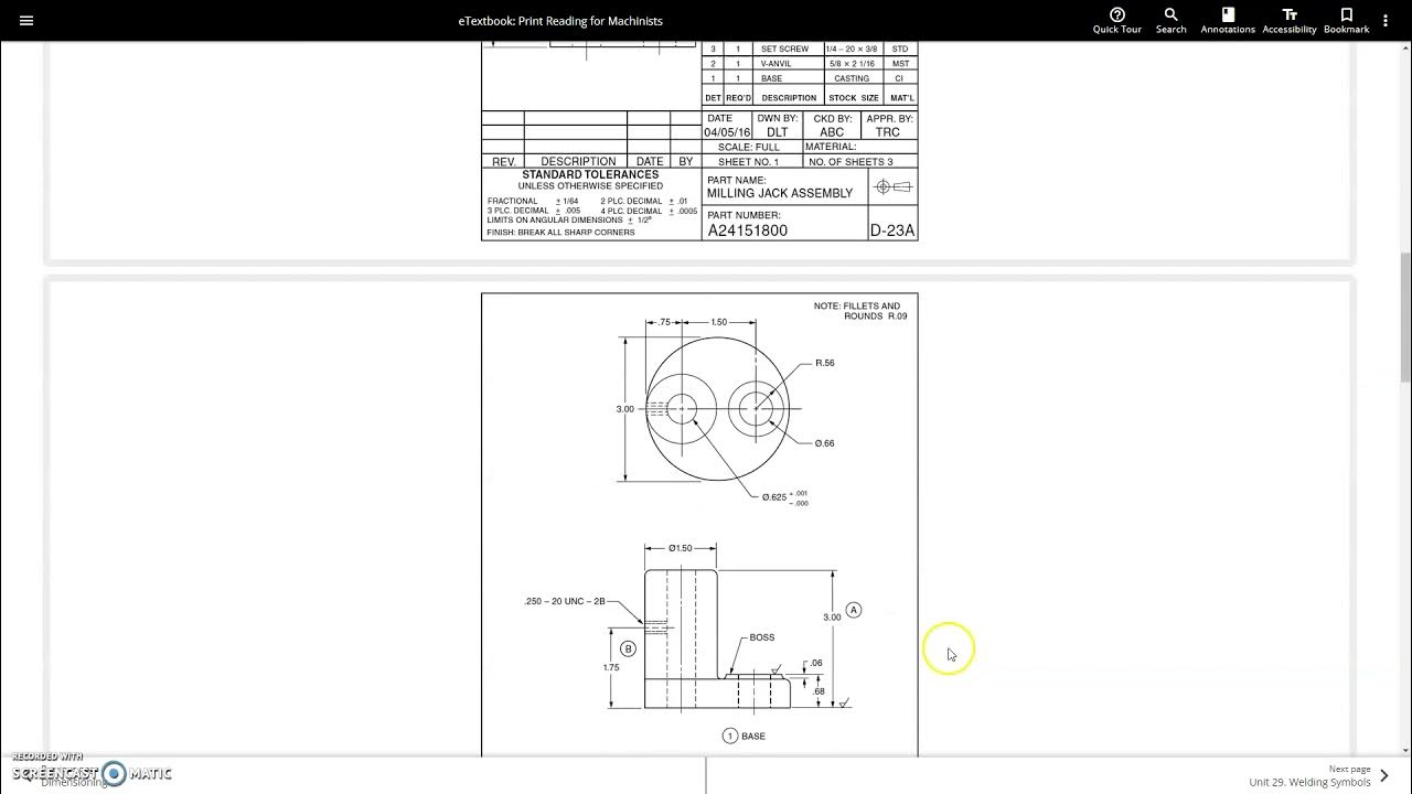 Print reading for machinist units 28-29 - YouTube