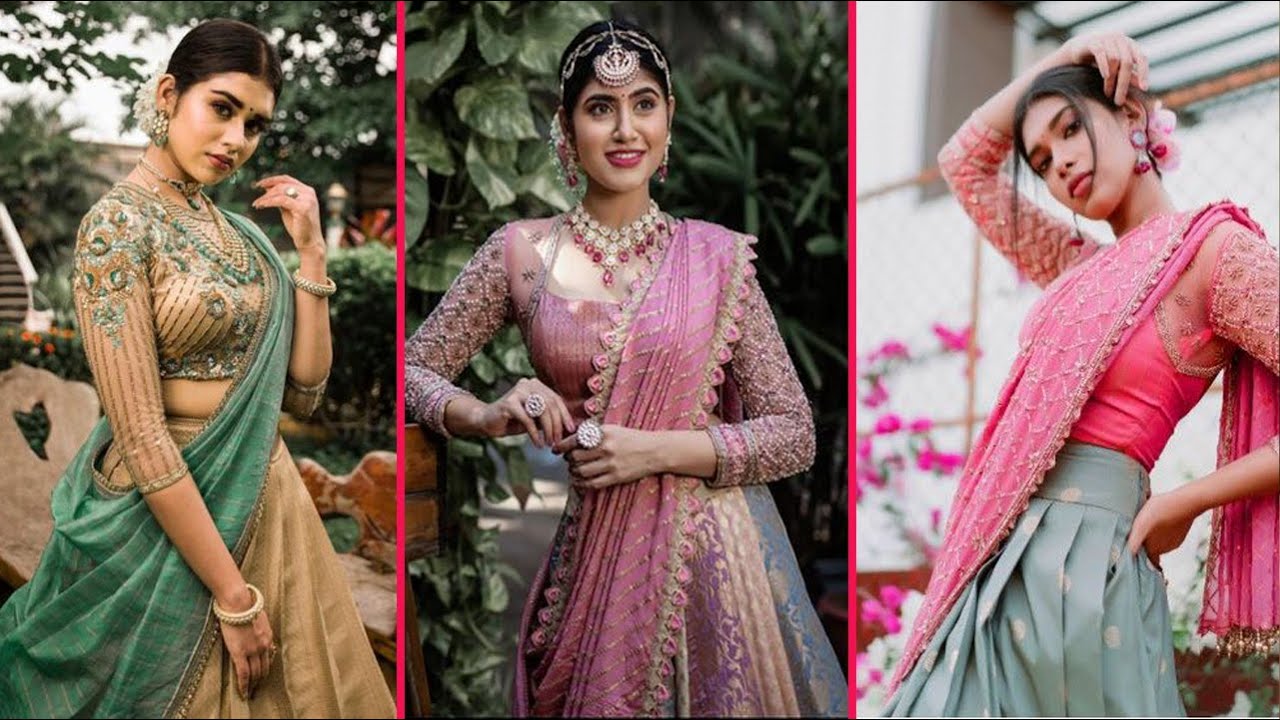 Bridal Pattu Half Saree Designs,Latest Engagement Half Saree,Dhavani ...