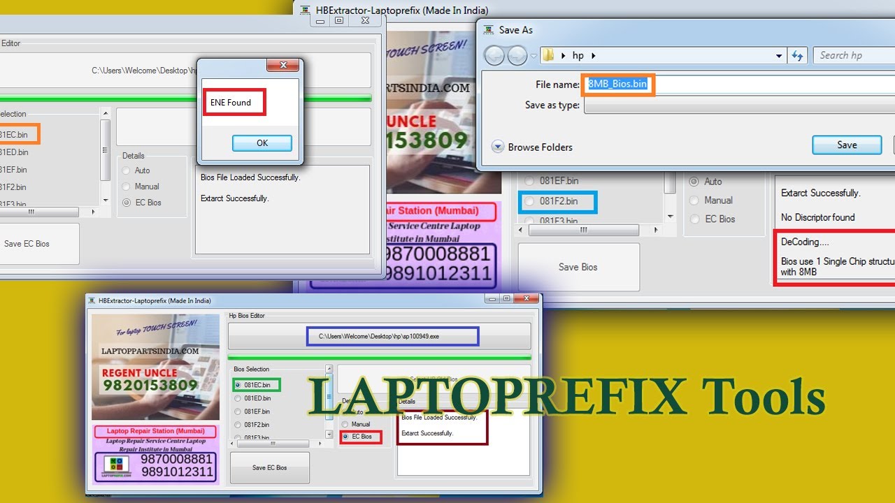 How to Extract HP main bios and EC Bios From Exe (Laptoprefix tools ...