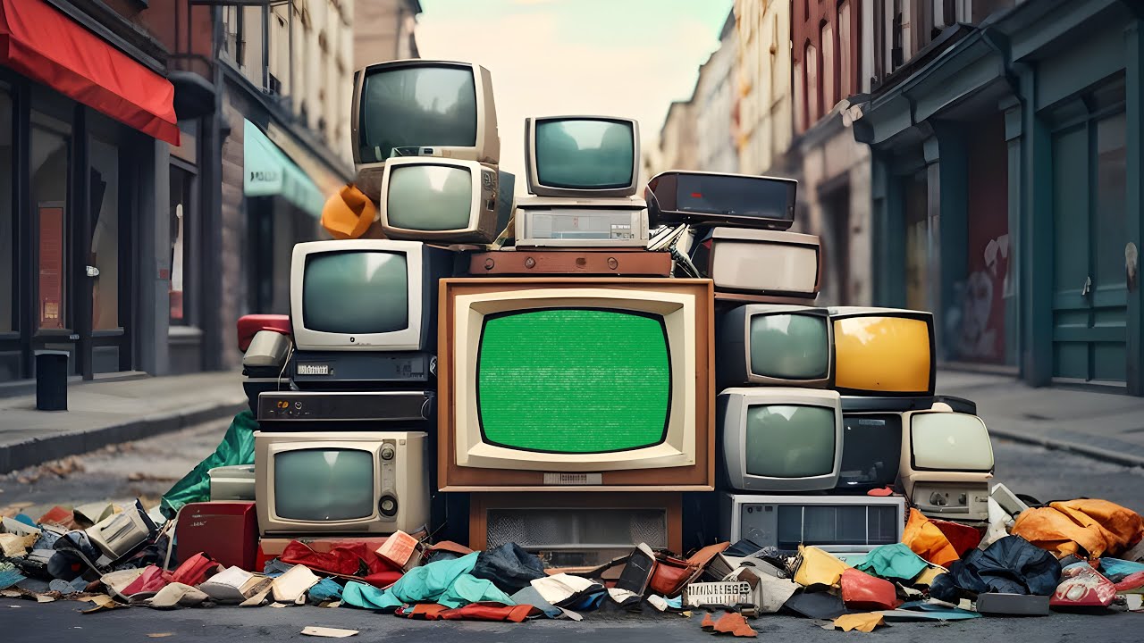 Green Screen Old TV Pile on Street | 4K | Global Kreators - YouTube