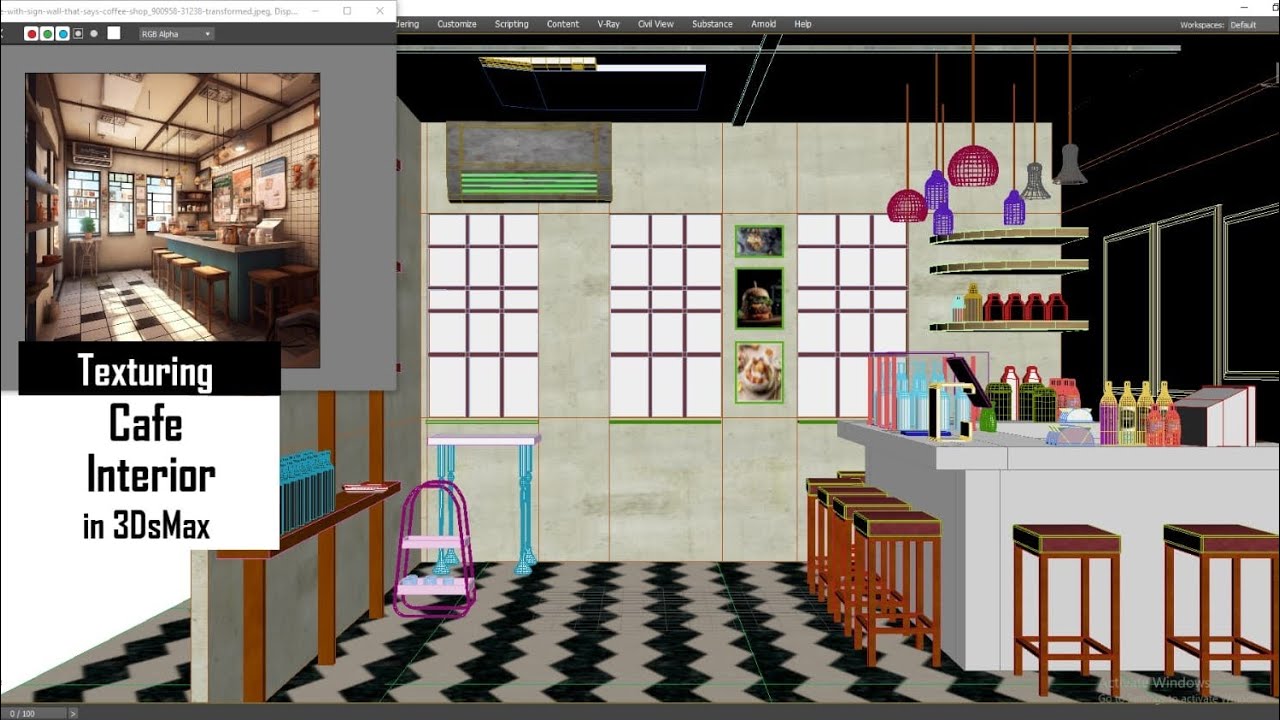 Texturing in 3dsmax | How to Texture Cafe Interior. ( Part 11) - YouTube