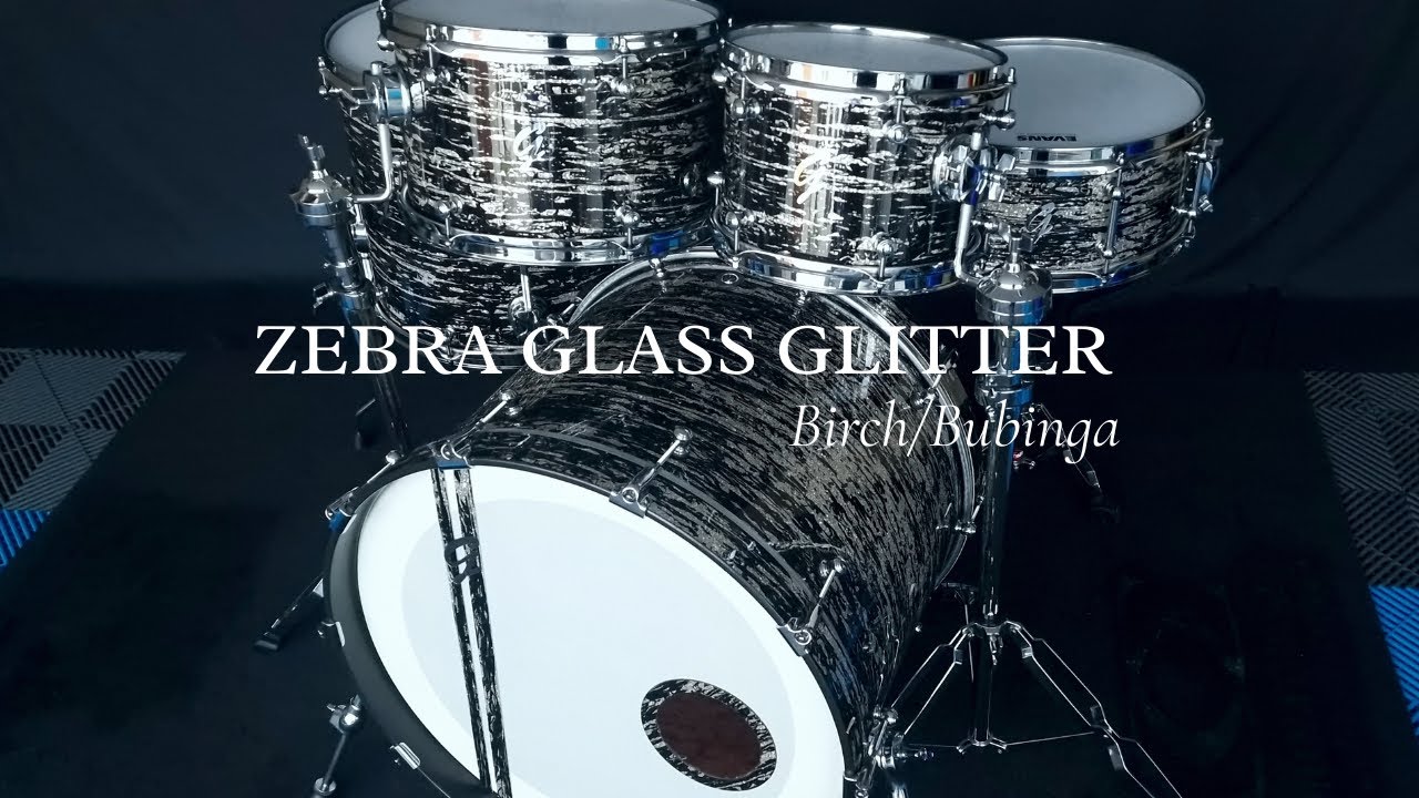 DEMO - Groove Drum Co. Birch Bubinga Zebra Glass Glitter Drums - YouTube