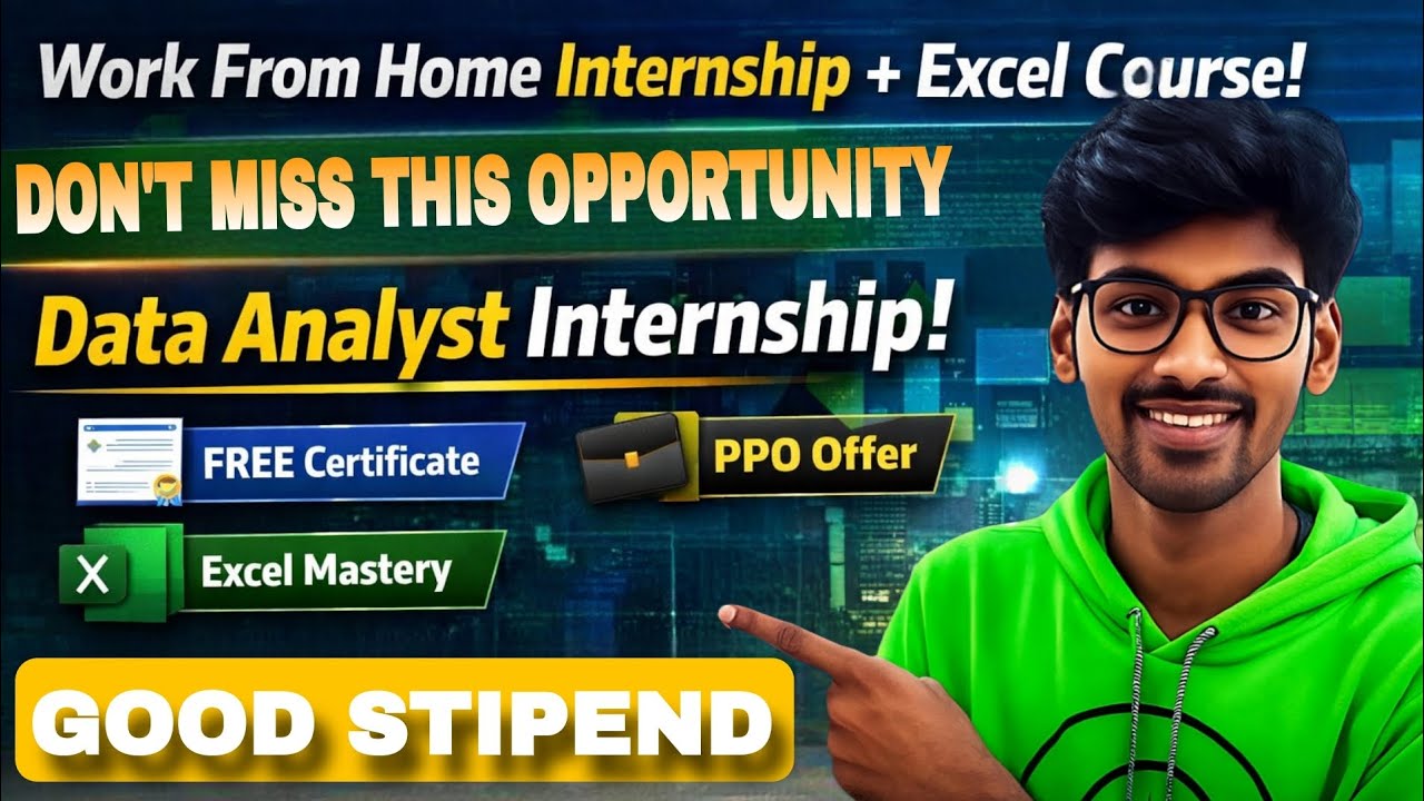 Data Analyst Work From Home Internship 2026 🔥 | Part-Time + Stipend ...