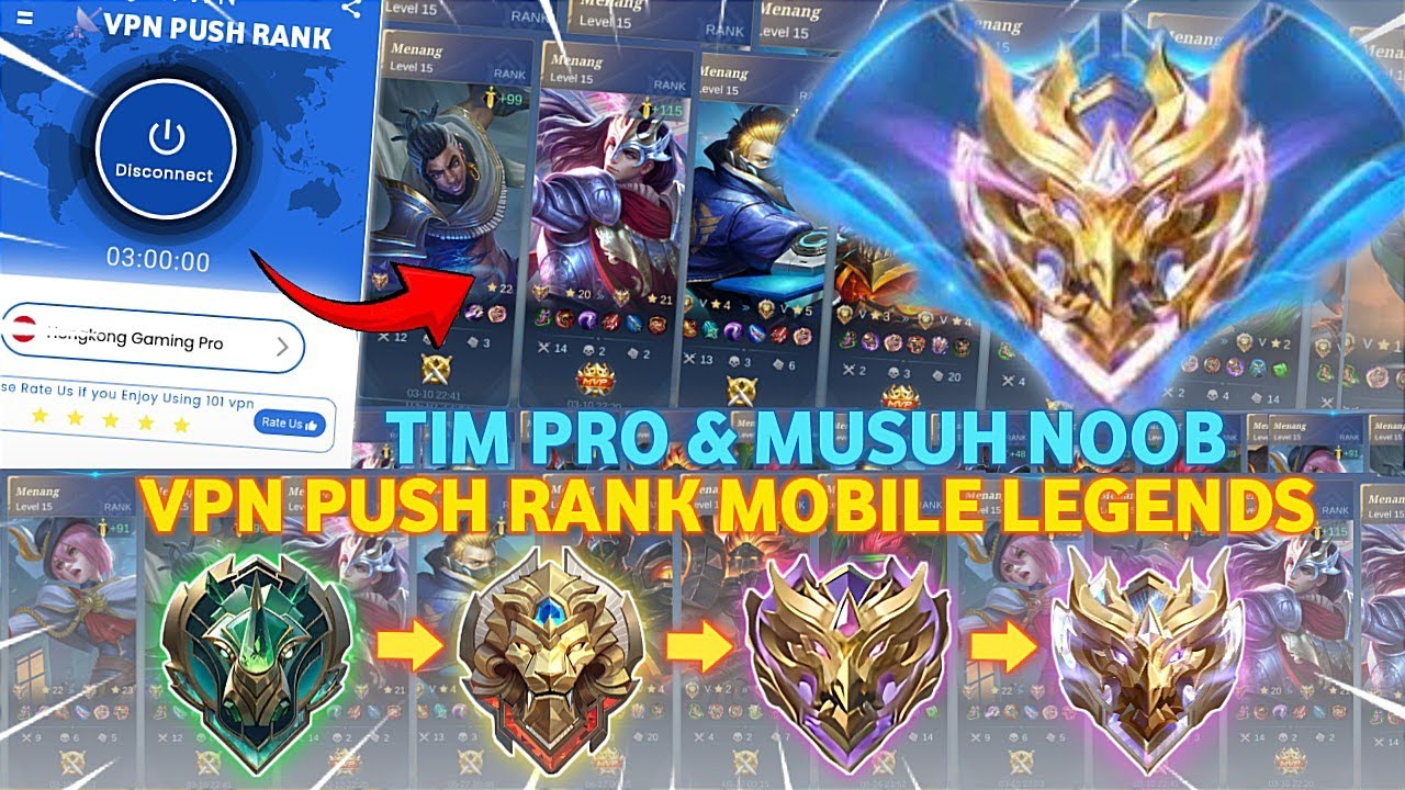VPN ML TIM PRO DAN MUSUH BOT!! CARA PUSH RANK DAPAT MUSUH BOT PAKAI VPN ...