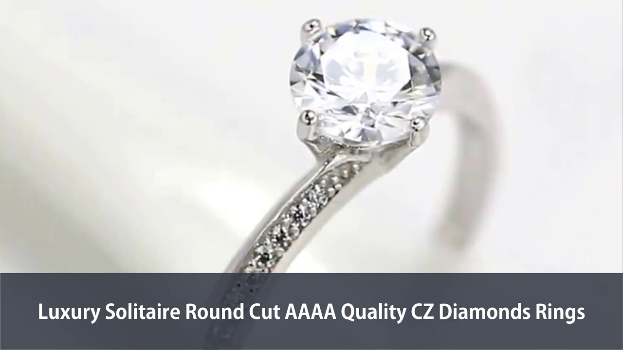 Luxury Solitaire Round Cut AAAA Quality CZ Diamonds Rings - YouTube