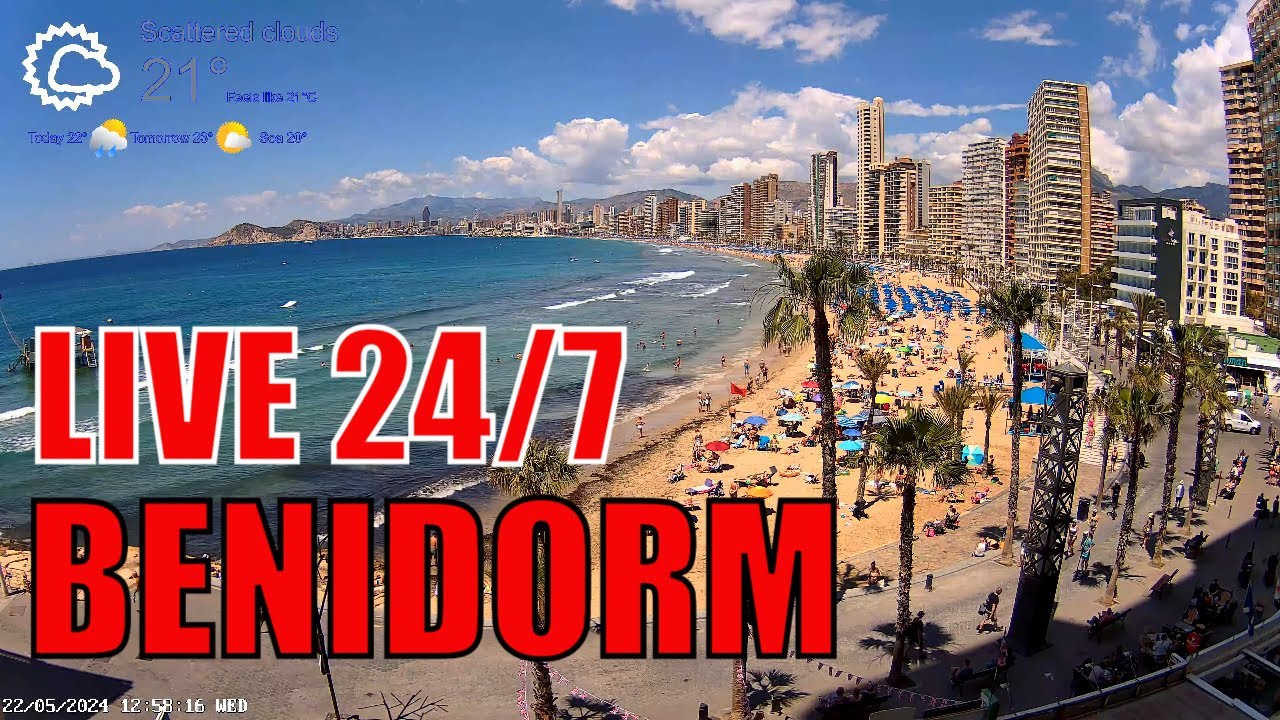 Benidorm Live Beach Cam 🇪🇸 Streamed 22nd May 2024 (1) - YouTube