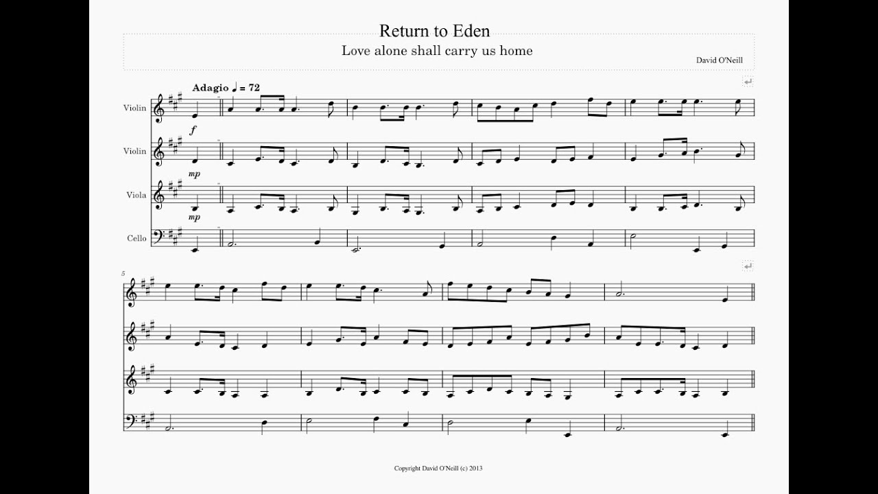 Return to Eden (Love alone shall carry us home) for string quartet ...