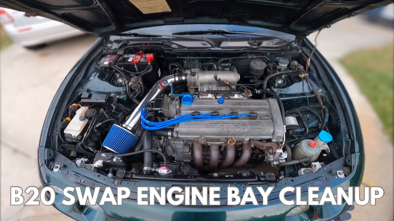 1995 DC4 Acura Integra B20 Swap Engine Bay Cleanup - YouTube