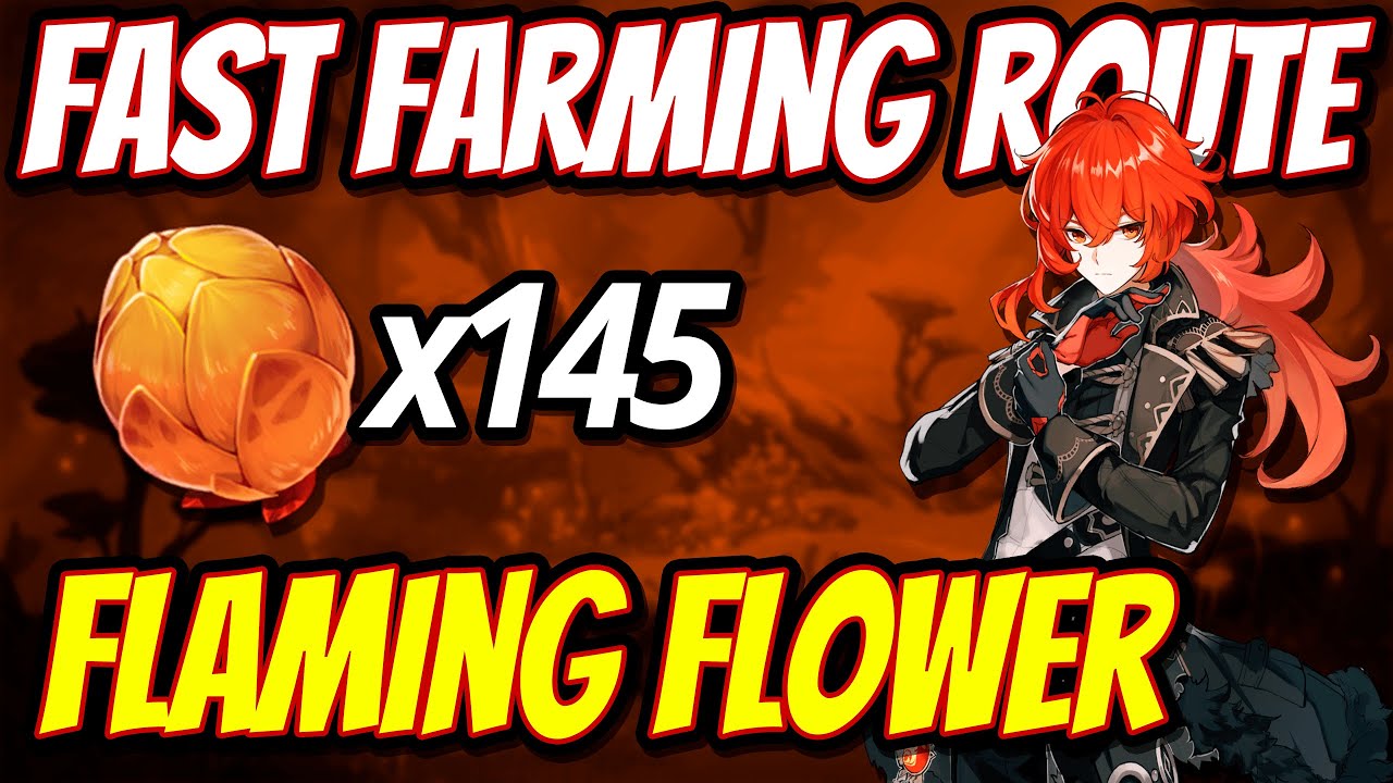 Flaming Flower Stamen 145 locations FAST FARMING ROUTE | Genshin Impact ...