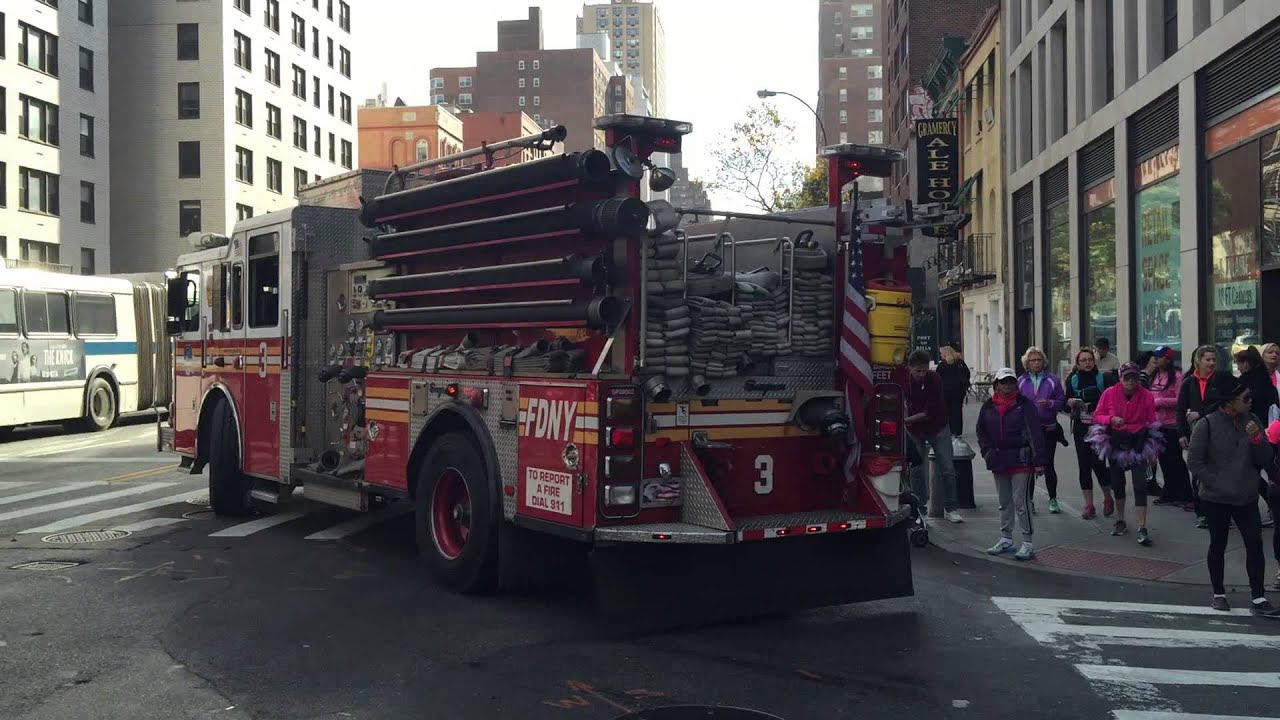 FDNY ENGINE 3 TAKING UP FROM A SMOKY BOILER CALL ON E. 22ND ST. IN FLAT ...