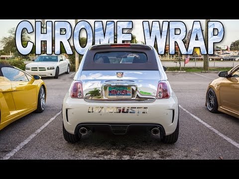 Fiat 500 Abarth partial chrome wrap by Florida Car Wrap - YouTube