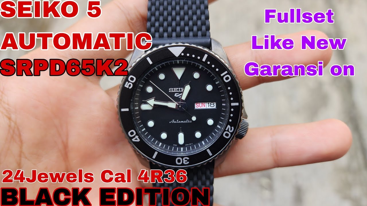 SOLD SEIKO 5 AUTOMATIC SRPD65K2 BLACK RUBBER FULLSET MULUS LIKE NEW ...
