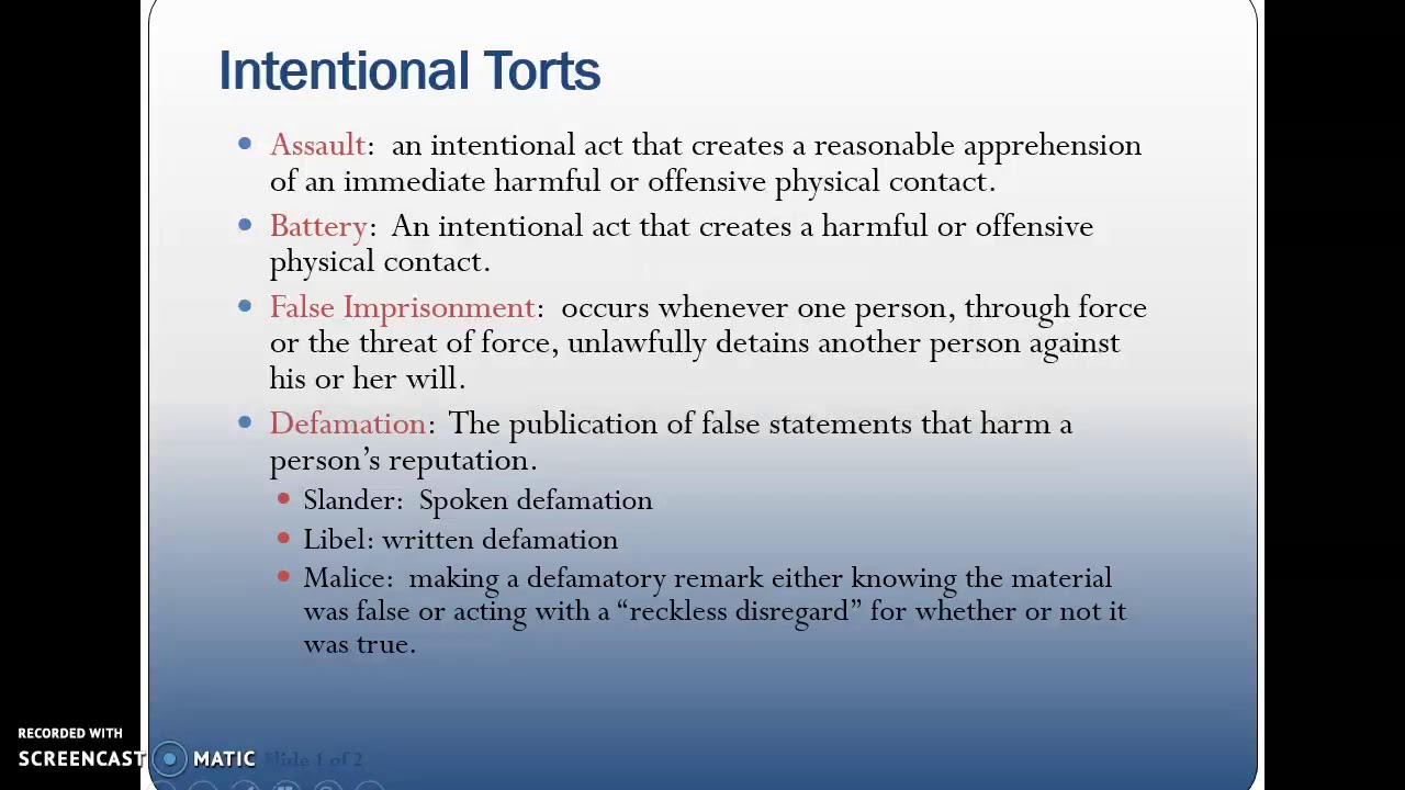 Intentional Torts - YouTube