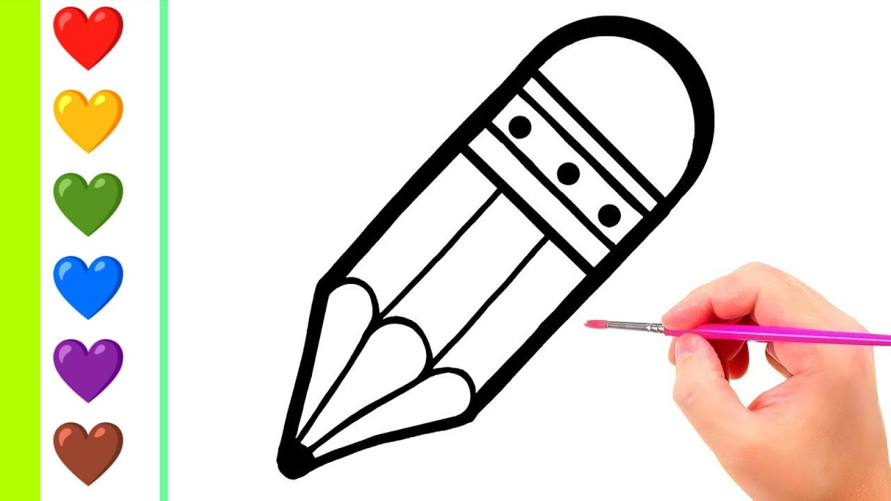 How to draw and color pencils for kids - YouTube